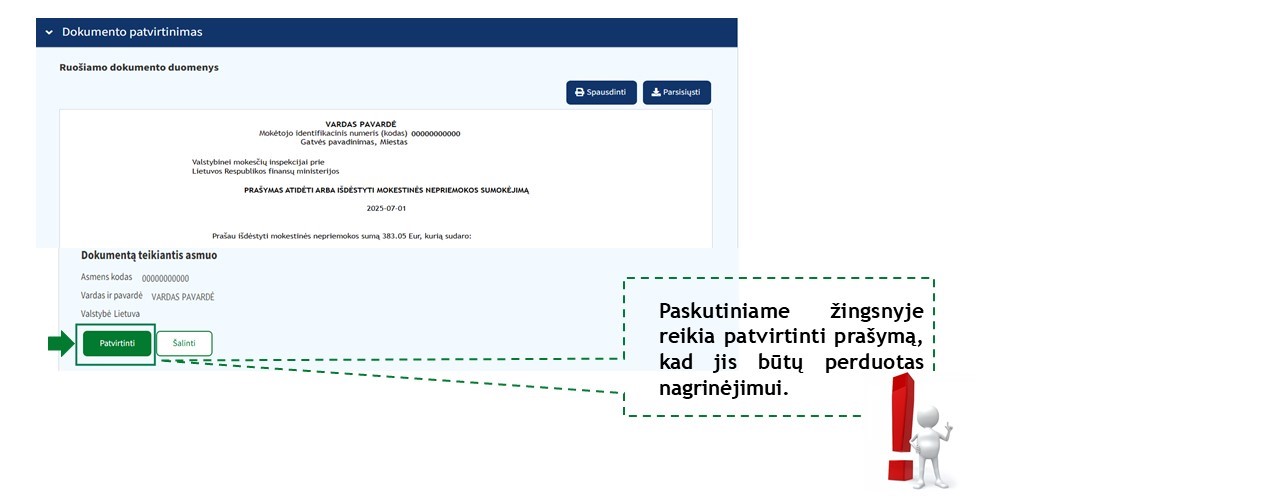 Prašymas išdėstyti mokesčių ar baudų sumokėjimą - VMI